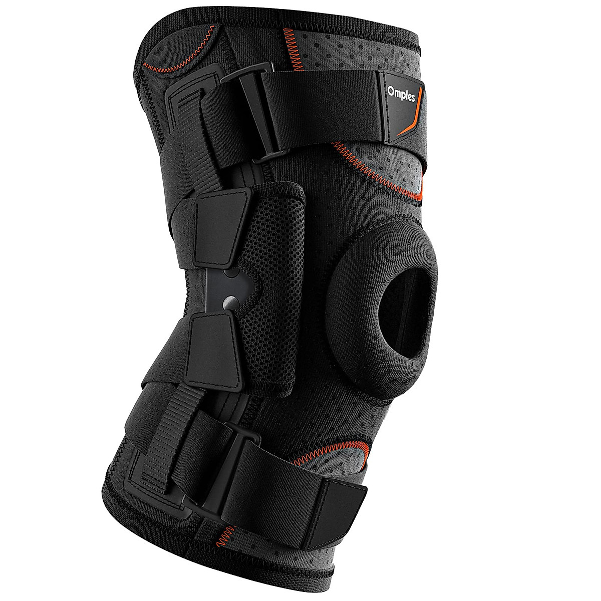 Omples Hinged Knee Brace for Knee Pain, Meniscus Tear Knee Support with Side Stabilizers for Men and Women Patella Knee Brace for Arthritis Pain Running Working Out Black (XX-Large)