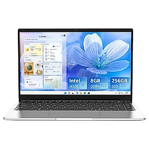 KurieTim Laptop Computer 8GB DDR4 256GB SSD Quad-Core Intel Celeron J4105(Up to 2.5GHz), 14.1 inch 1080P FHD Traditional Laptops, WiFi, Webcam, USB3.0, Mini HDMI, Windows 11 Pro