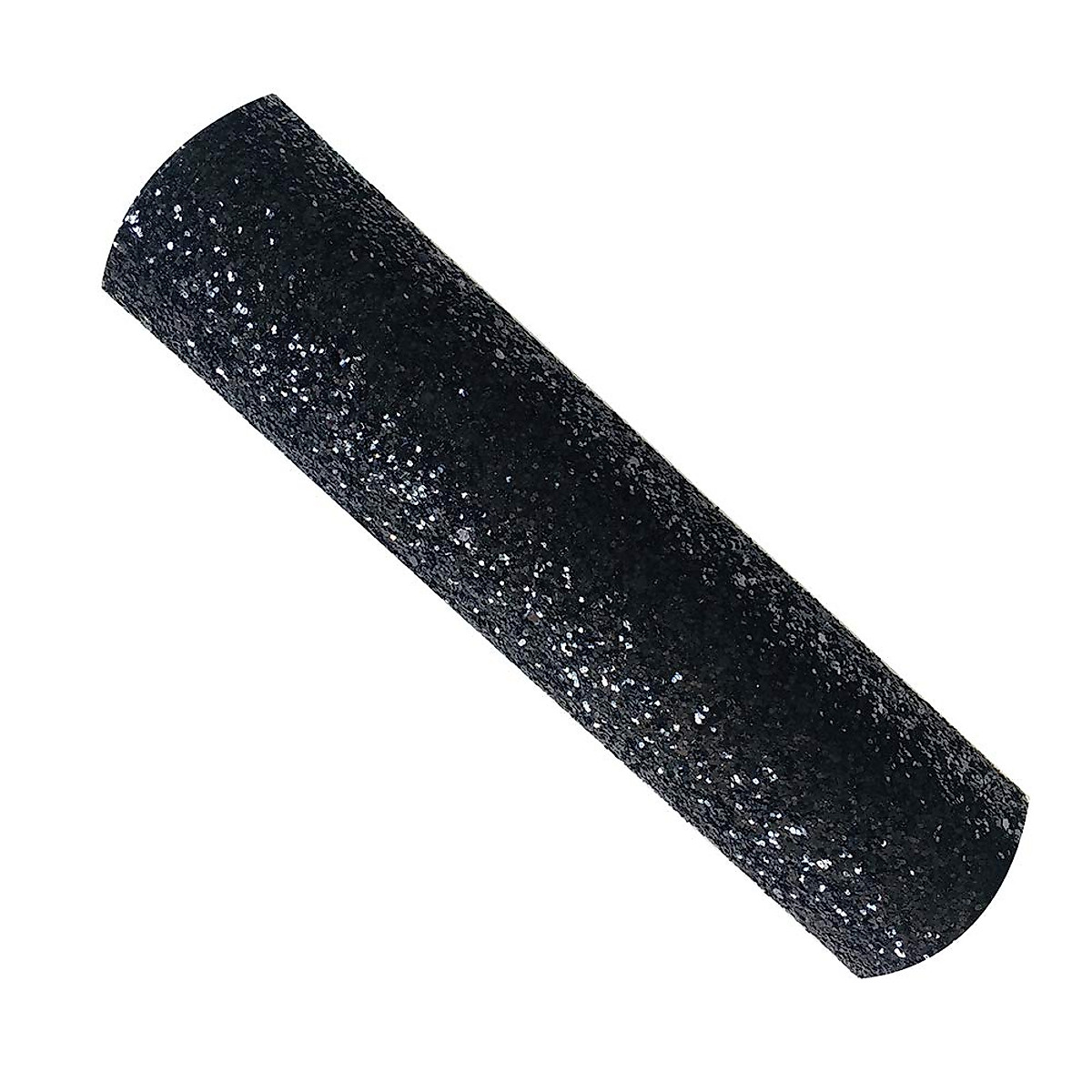 SOV Ultra Chunky Glitter Fabric Vinyl Sparkle Faux Leather Perfect for Key Chain Bows Craft Bag Cover Sewing Patchwork DIY Craft Thick Canvas Back 8” x 53” (21cm x 135cm) 1 Roll (Black)