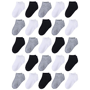 Cooraby 25 Pairs Kids' Socks Low Cut Socks Half Cushion Sport Ankle Athletic Socks for Boys Girls