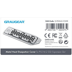 GRAUGEAR Metal Heat Dissipation Cover for PS5 M.2 SSD Expansion Slot | Fit for PlayStation 5 NVMe SSD with Heatsink | New Breathable Cellular Hole | Cooling and Dust Proof (Silver)