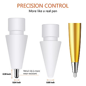 10 Pcak Pencil Tips Fit for Apple Pencil 2nd Gen iPad Pro Pencil 1st Gen & 2nd Gen,Metal Nib Wearproof,with 4 Pencil Tip Cover