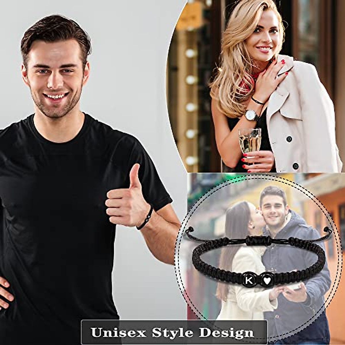 Btysun Initial Bracelets for Teen Girl and Boys Women Gifts for Girl and Boyfriend J Letter Bracelet Mom Gift Braided Adjustable Heart Charm Friend Birthday Graduation Retirement Anniversary