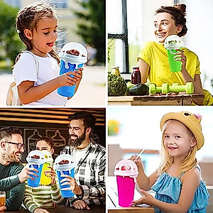 Nenkarn Slushy Maker Cup, Upgrade 17oz/500ml Slushie Cup, TIK TOK Quick Frozen Magic Cup, Double Layers Slushie Maker Cup, Fasting Cooling Make And Serve Slushy Cup For Milk Shake, Smoothies, Slushies (Blue)