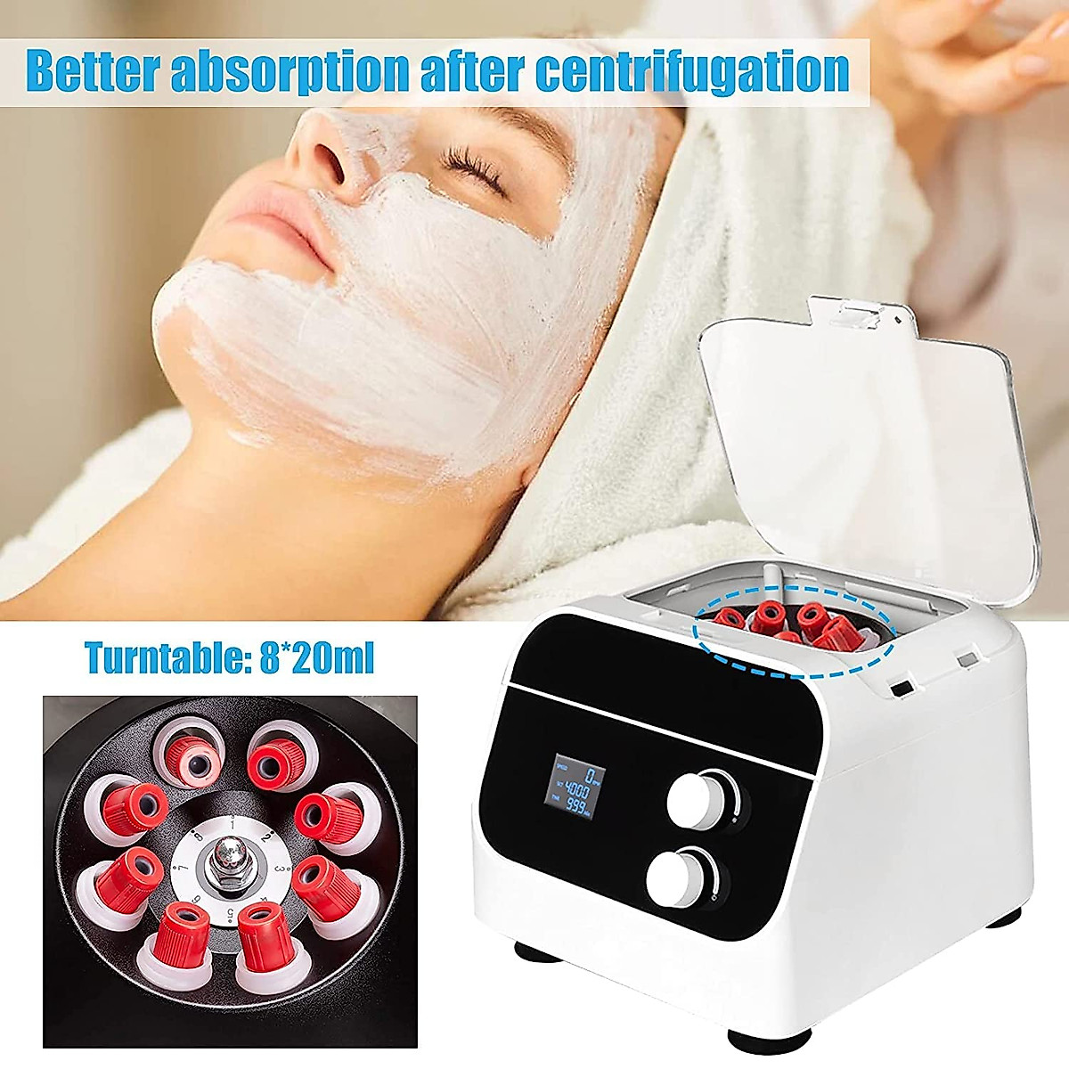 Electric Centrifuge Machine Lab Centrifuge 8x20ml 4000rpm for Serum/Fat Separator PRP Extractor 110V US Plug