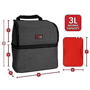 Lava Lunch Patented Heated Lunch Box | Insulated Bag with Microwaveable Heat Packs | 3 Liter Capacity for Meals | Keeps Food Warm for Up To 5 Hours | Gift for Men, Women, & Kids - Dark Grey