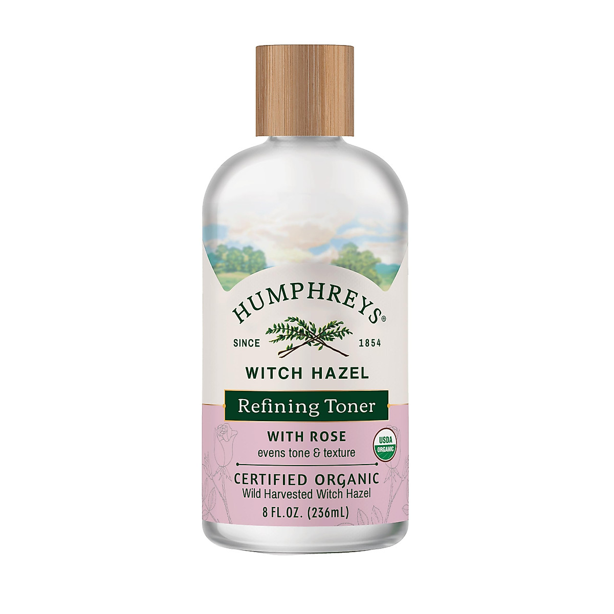 Humphreys Clarify + Soothe Witch Hazel with Rose Organic Toner, Clear, 8 Oz ( Pack of 1)