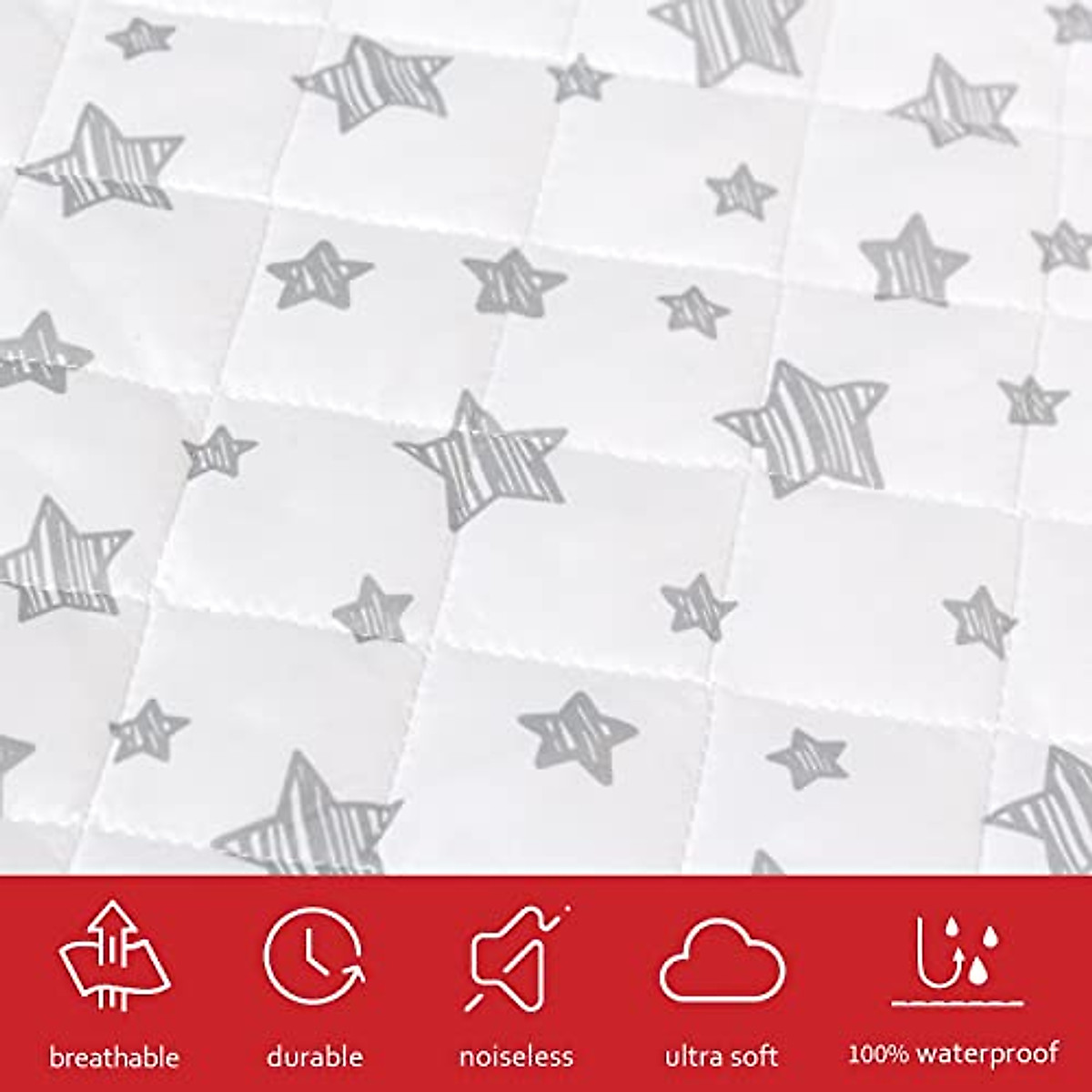 Bassinet Mattress Pad Cover Protector 33" X 17", Waterproof, Flexible for Different Cradle and Bassinet Mattress-Rectangle, Hourglass, Oval, 2 Pack, Soft & Breathable, Lovely Print