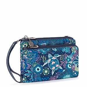 Sakroots Cambria Smartphone Crossbody in Eco Twill, Removable Crossbody Strap, Royal Blue Seascape
