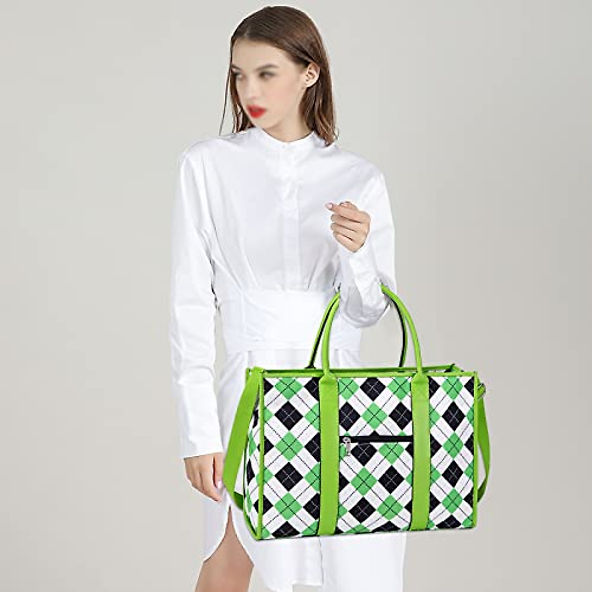 Laptop Tote Bag for Women Work Shoulder Bags 15.6 inch Canvas Laptop Computer Purse Messenger Teacher Handbag Business Office Briefcase