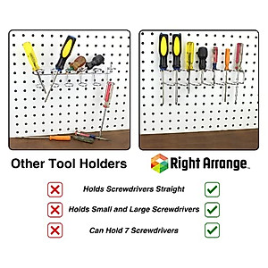 RightArrange Pegboard Tool Organizers, 2-Pack - Screwdriver Holder and/or Pliers Rack Accessory - Hooks to Any Peg Board - Pegboard Organization Accessory for Workbench, Garage, Tool Shed, Craft Room