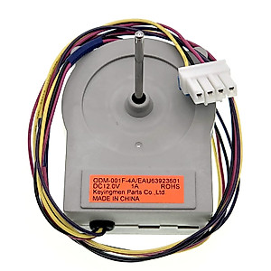 EAU63923601 ODM-001F-4A Refrigerator Condenser Fan Motor DC Motor Fit for LG Haier Refrigerator, Replaces AP6317195 LFXS26596S PS12383669 EAP12383669,DC 12V 1A,4-Wire 4-pin