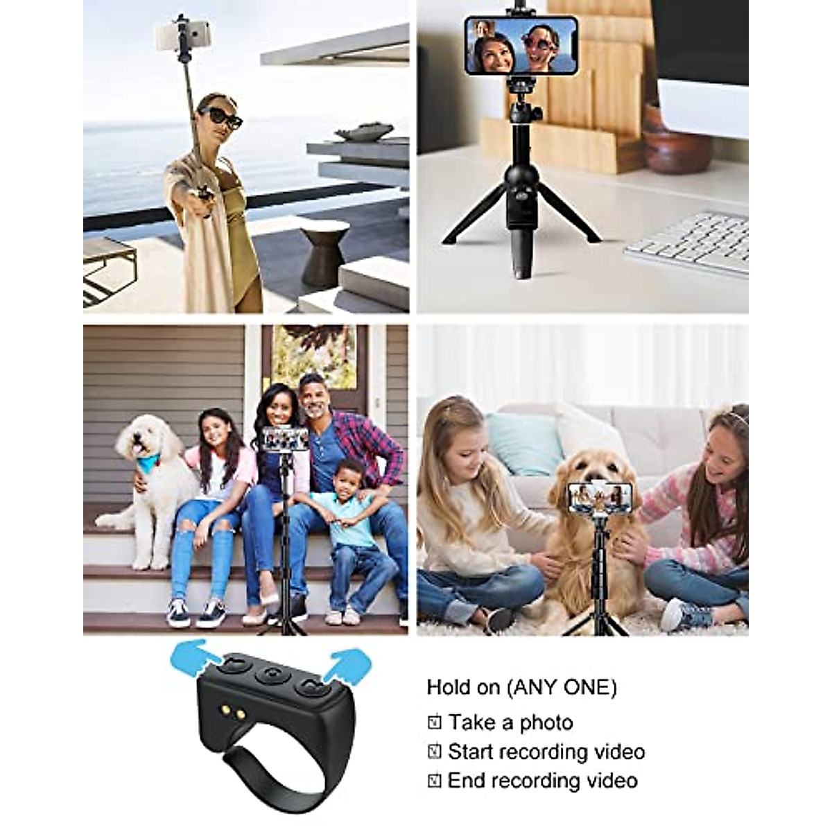 TIK Tok Remote Control, Tiktok Button Wireless Scrolling Ring Bluetooth Control Page Turner with Charging Case Compatible with iOS/Android (Black)