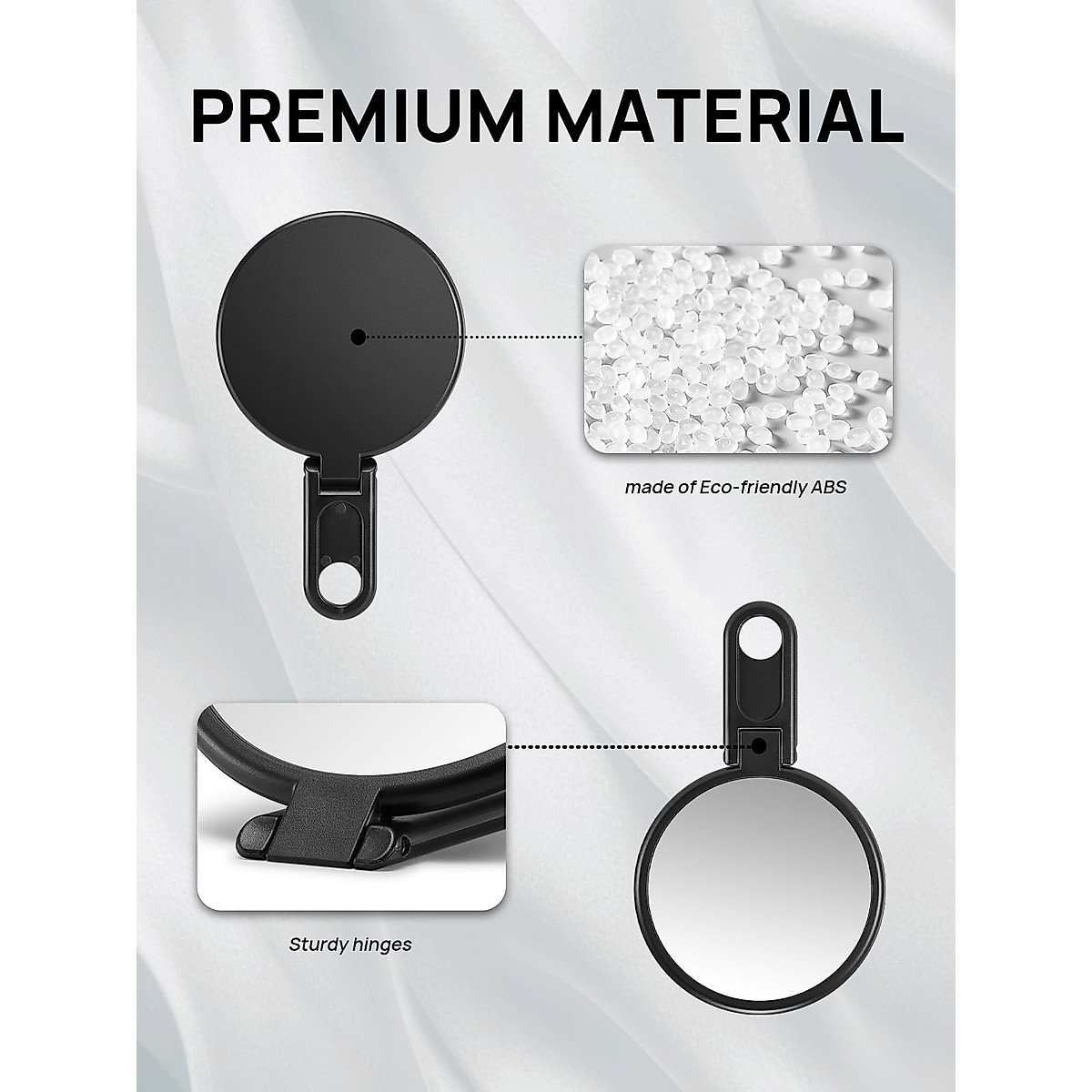 OMIRO Small Hand Mirror, 3 Inches Mini Hand Held Compact Folding Mirror for Men Women (Black,1 Pack)