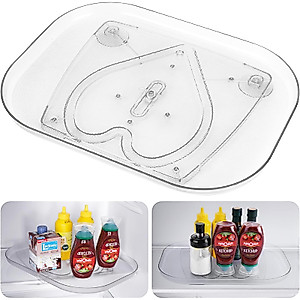 Lazy Susan Turntable Organizer for Refrigerator - 15.7'' Clear Square Fridge Organizer Storage 360°Rotate Lazy Susan Spice Storage for Kitchen, Table, Pantry, Cabinet, Countertop