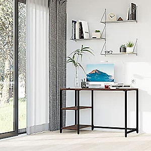 HOMCOM 47" Modern/Industrial Computer Writing Desk with 2 Storage Shelves for Home Office, Study, or Game Room