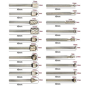 Tungsten Carbide HSS Rotary Burr Set - APlus 20pcs Wood Carving Drill Bits Set with 3mm 1/8 inch Shank for DIY Woodworking, Carving, Engraving, Drilling