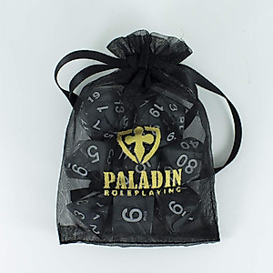 Paladin Roleplaying Gray and Black Dice - Expanded DND Set with Extra D20 - 'Claws of Darkness'
