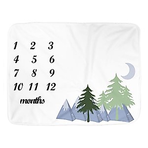 Kute 'n' Koo Baby Monthly Milestone Baby Blanket for Girl Boy, Large Personalized Photography Background Blankets, Thick Fleece for Mom Newborn (55''x47'')