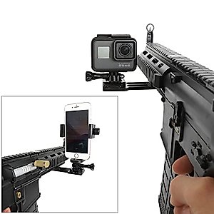 PellKing Gun Picatinny Rail Mount Crossbow Clamp Holder Rifle Hunting POV/VLOG Adapter for Smartphone GoPro Hero 10 9 8 7 6 5 4,DJI Osmo Action 2, Insta360 One RS R,Akaso Sport Cameras Accessories