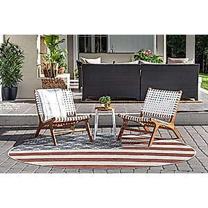 Jill Zarin Jill Zarin Outdoor Collection Area Rug (4' 1" Round, Red/ Blue)