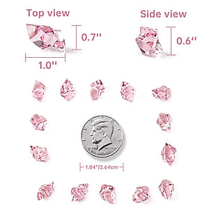 Sukh 13OZ Acrylic Ice Rocks - Small Diamond Crystal Clear Gem Stone Jewels as Plastic Clear Ice Cube Faux Rocks for Pebbles for Vase Filler & Iridescent Home Decorations & Table Centerpiece (Pink)