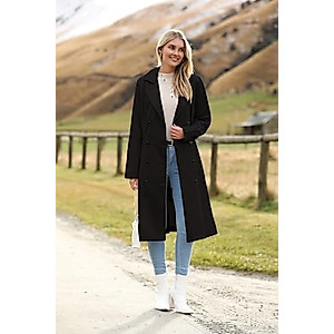 Zeagoo Women's Double-Breasted Long Trench Coat with Belt,Large,Black