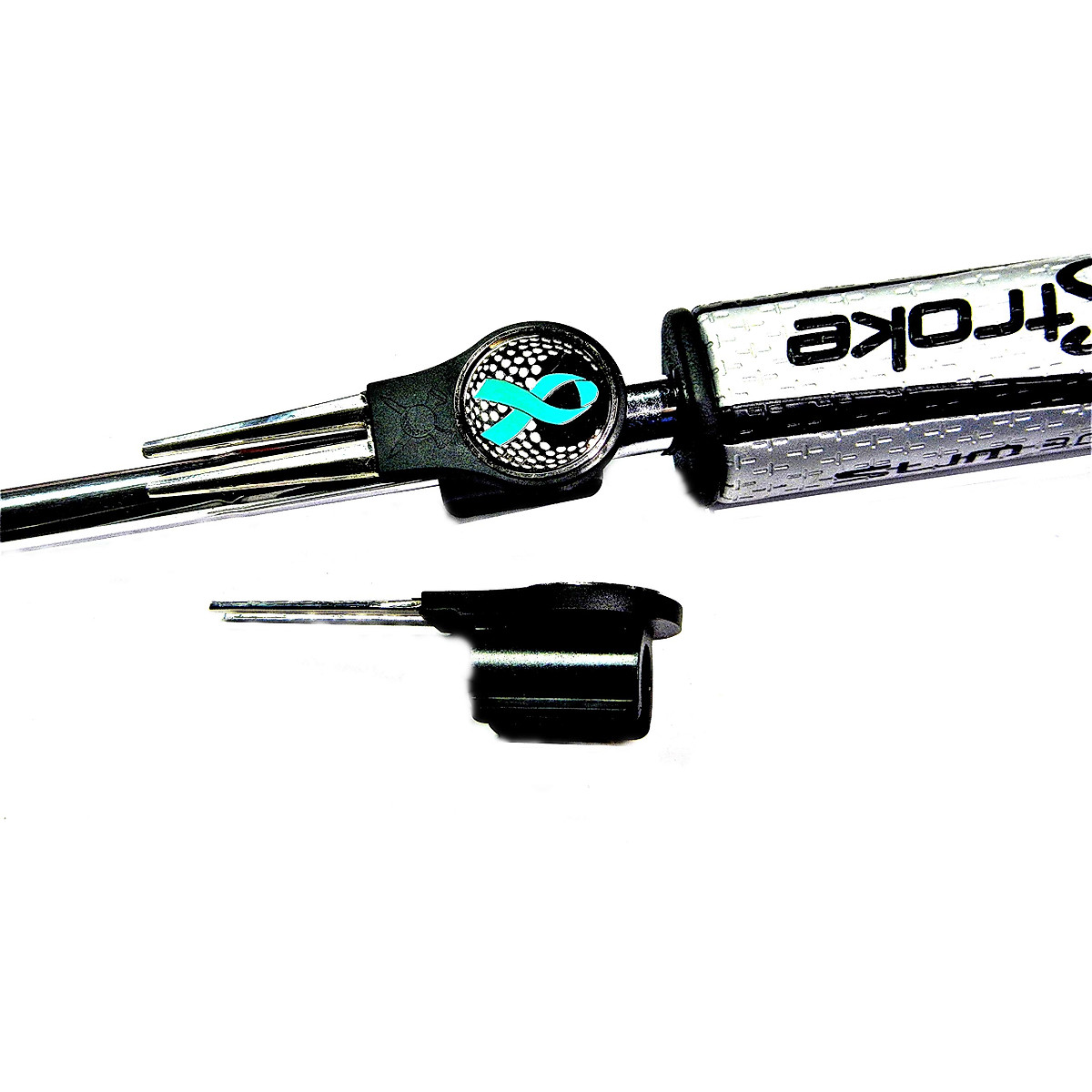 Putter Mounted Divot Tool and Ball Marker - Teal Ribbon