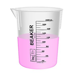 Labvida Plastic Beakers, Vol.2000ml(67.64oz) Stackable Measuring Cup with Black Scale line, Plastic Pitcher PP material Ideal for Science Activities and Household Use, LVB017