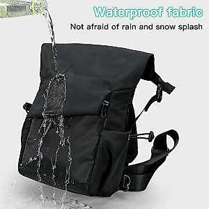 plufahci Small Black Sling Crossbody Backpack Shoulder Bag for Men Women Lightweight One Strap Backpack Sling Bag Backpack for Hiking Walking Biking Travel Cycling(Black)