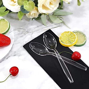 Liacere 360 Pieces Clear Plastic Spoons - Heavyweight Disposable Spoons-6.7inch Heavy Duty clear Cutlery - Plastic Utensils - Perfect for Parties and Restaurants
