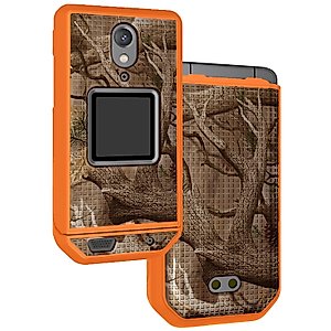 Nakedcellphone Case for CAT S22 Flip Phone, [Hunter Camouflage] Slim Hard Shell Protector Cover - Orange Camo