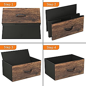 Himusi Dresser for Bedroom with 10 Drawers, Fabric Storage Tower with Side Pockets, Tall Chest of Drawers for Nursery, Hallway, Closets (Rustic Brown)