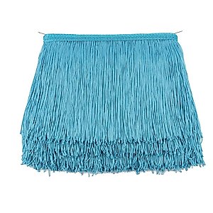 Heartwish268 Fringe Trim Lace Polyerter Fibre Tassel 6inch Wide 10 Yards Long for Clothes Accessories Latin Wedding Dress DIY Lamp Shade Decoration Black White Red(Lake Blue)-L8