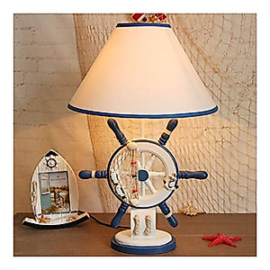 Useful Mediterranean Style Wood Table Lamp LED Eye-caring Modern Bedside Desk Lamps for Bedroom Living Room Writing Reading E27 Bulb Desk lamp (Color : 2)