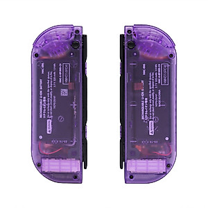 eXtremeRate Clear Atomic Purple Joycon Handheld Controller Housing (D-Pad Version) with Full Buttons, DIY Replacement Shell Case for Nintendo Switch & Switch OLED Joy-Con – Console Shell NOT Included