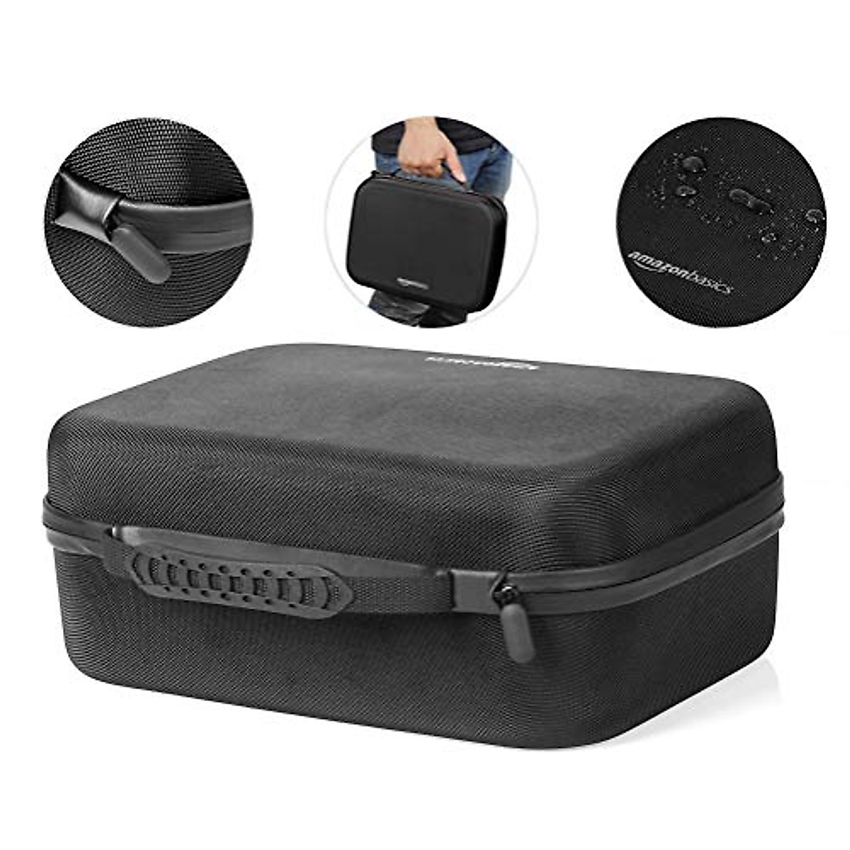 Amazon Basics Hard Shell Travel and Storage Case For Nintendo Switch & OLED Switch, Black, 12 x 4.8 x 9 Inches