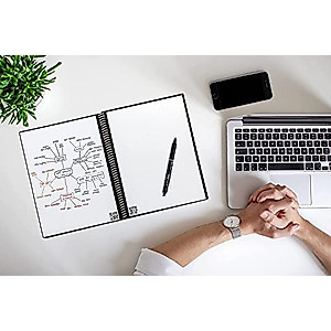 Rocketbook Smart Reusable notebook - Dot Grid Eco-friendly Smart Erasable Notebook Infinity Black Cover (8.5" X 11") With Rocketbook Accessories