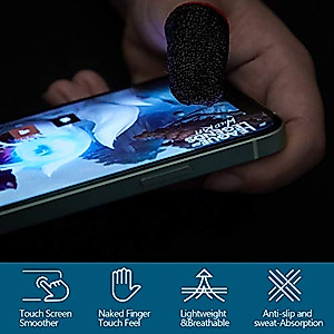 30 Pieces Finger Sleeves for Gaming Mobile Game Controllers Finger Thumb Sleeves Set, Anti-Sweat Breathable Seamless Touchscreen Finger Covers Silver Fiber for Phone Games PUBG