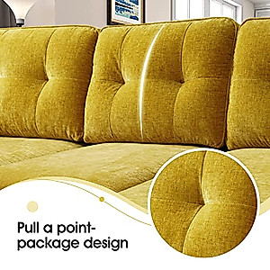 ASHOMELI Sectional Sofa Couch with Chaise，Modern Linen Fabric L-Shaped Couch 3-Seat Sofa Sectional，Suitable for Living Room, Apartment, Small Space