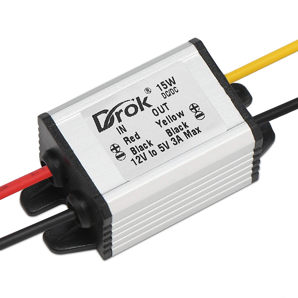 DROK Micro Electric DC Buck Volt Converter DC-DC 6.3-22V 12V to 5V 3A 15W Car Auto Vehicle Power Supply Module Step-Down Voltage Transformer Volt Regulator Inverter Board Waterproof