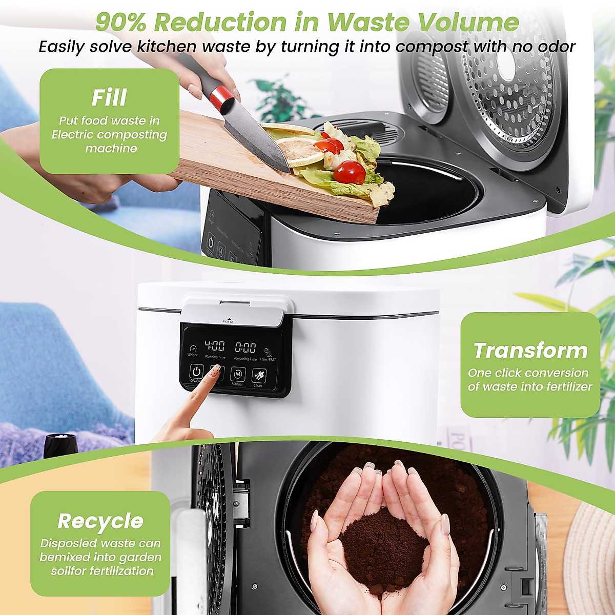 Smart Electric Kitchen Composter - 4L Odorless Bin