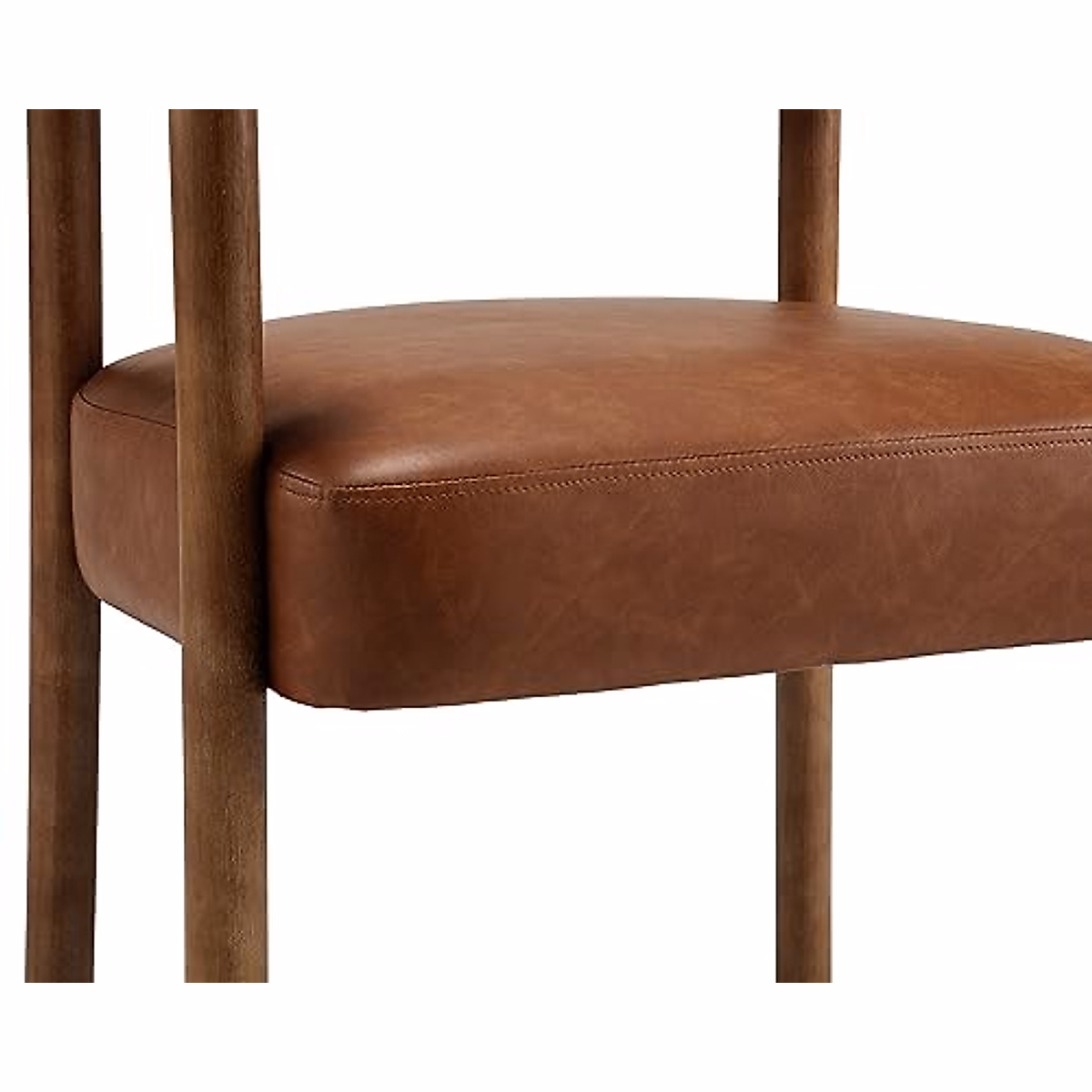 VESCASA Upholstered Dining Chairs with Natural Brush Wood Legs, Faux Leather Mid-Century Modern PU Dining Chairs with Curve Padded Open Back for Dining Room, Kitchen, Set of 2, Brown