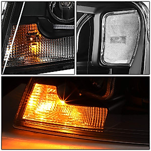 Auto Dynasty Dual LED DRL Projector Headlights Assembly Compatible with Ford F150 Lincoln Mark LT 2004-2008, Driver and Passenger Side, Black Housing Clear Corner