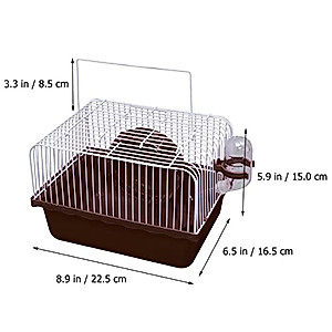 Gerbil Carrier Hamster Cage Portable Travel Rat Cage with Handle Gerbils Cages Small Animal Carry Case Pets House Habitats for Going Out Traveling (Coffee) Chinchilla Carrier