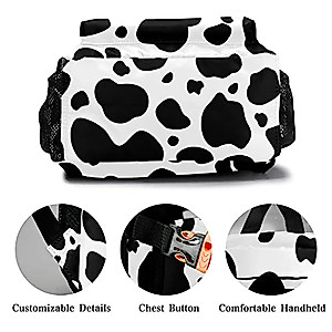 ArtGift Personalized Black White Cow Print Backpack Causual Shoulder Bags for Women Men Gift, 12.2(L) x 5.9(W) x 16.5(H) Inch