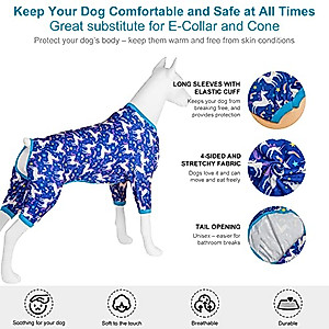 LovinPet Pitbull Pets Shirts, Undershirt for Dog Coats, Anti Licking, Pet Anxiety Calming Onesies for Dogs, Lightweight Stretchy Fabric, Chasing Dreams Horse Print, Large Breed Dog Clothes,Blue XXL