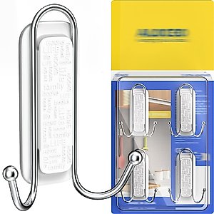 ALOCEO Over The Door Hooks,4 Pack Double Adhesive Wall Hooks for Hanging Coat Robe Towel Hooks,Door Hanger Hook for Bathroom and Kitchen with 5 Strips,White