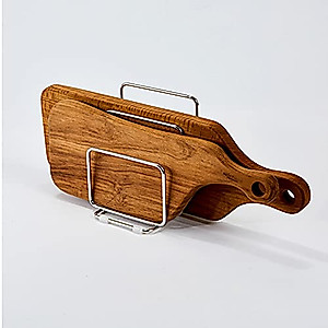 Stainless Steel Mini Storage Tray Cutting Board Organizer Stand Rack for Kitchen, Organizer Divider Holder with 2 slots for skillets, Chopping Board, pot lid, baking sheet