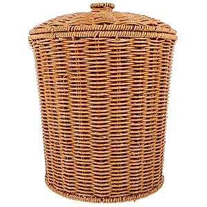 LIOOBO Round Rattan Storage Basket with Lid: Rattan Basket with Lid, Round Storage Basket for Home Organizer